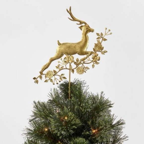 Wondershop | Holiday | Unlit Metal Deer Tree Topper Gold Wondershop ...